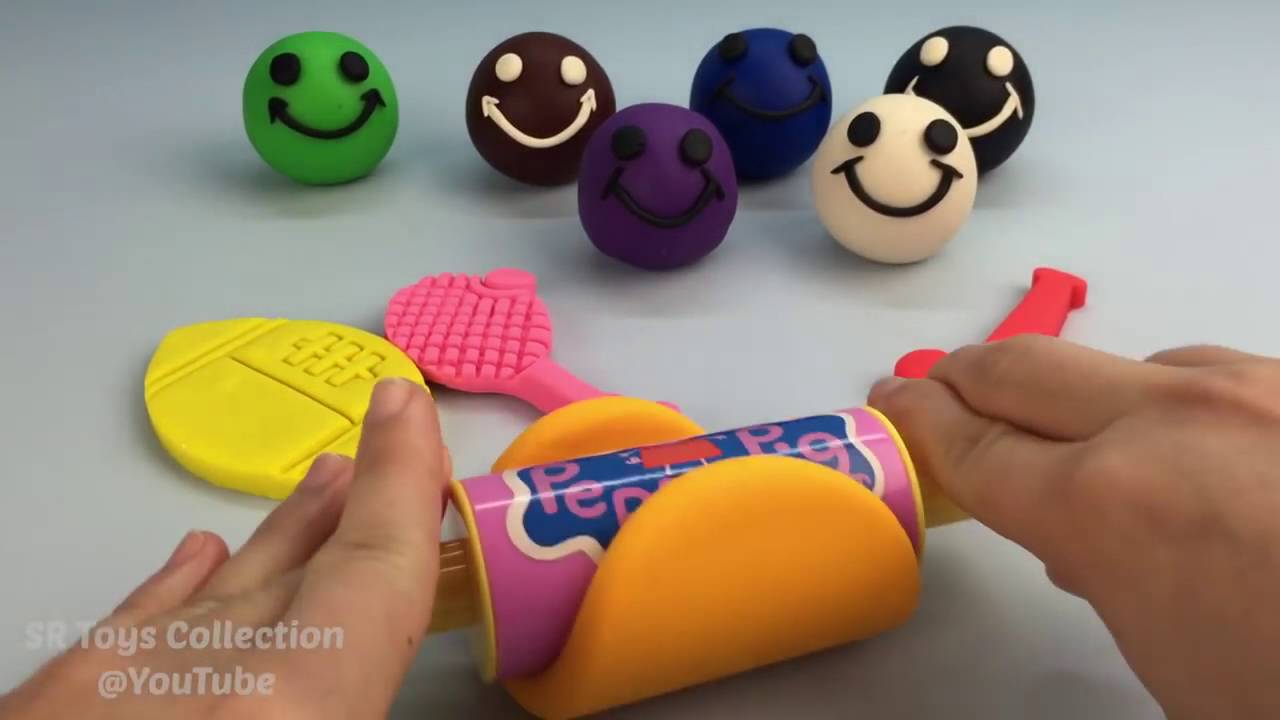 Fun Play and Learn Colours with Play Doh Smiley Face with Football Mold ...