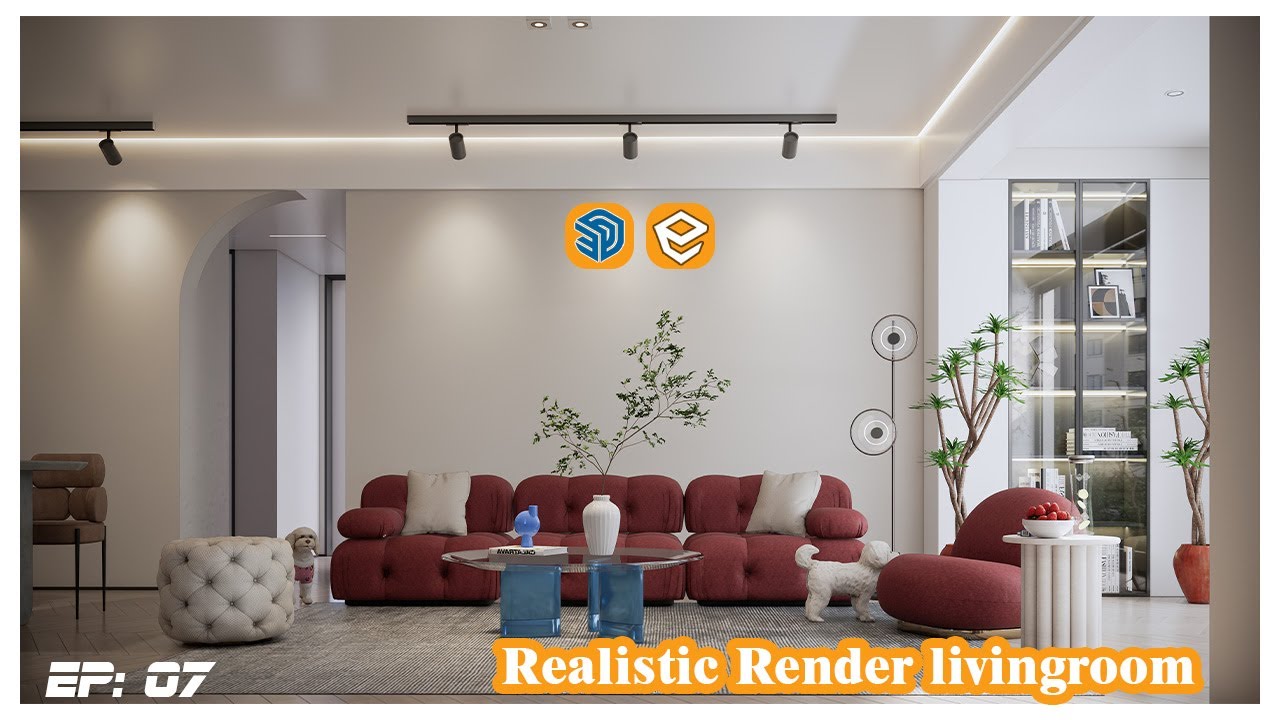Interior rendering Livingroom Sketchup enscape 4 1 EP07 - YouTube