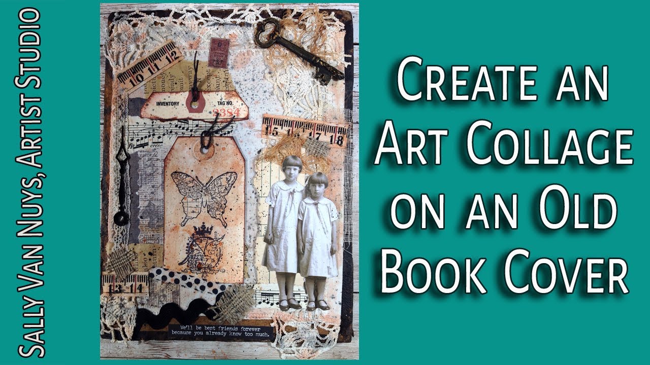 Create a Vintage Art Collage on an Old Book Cover - YouTube