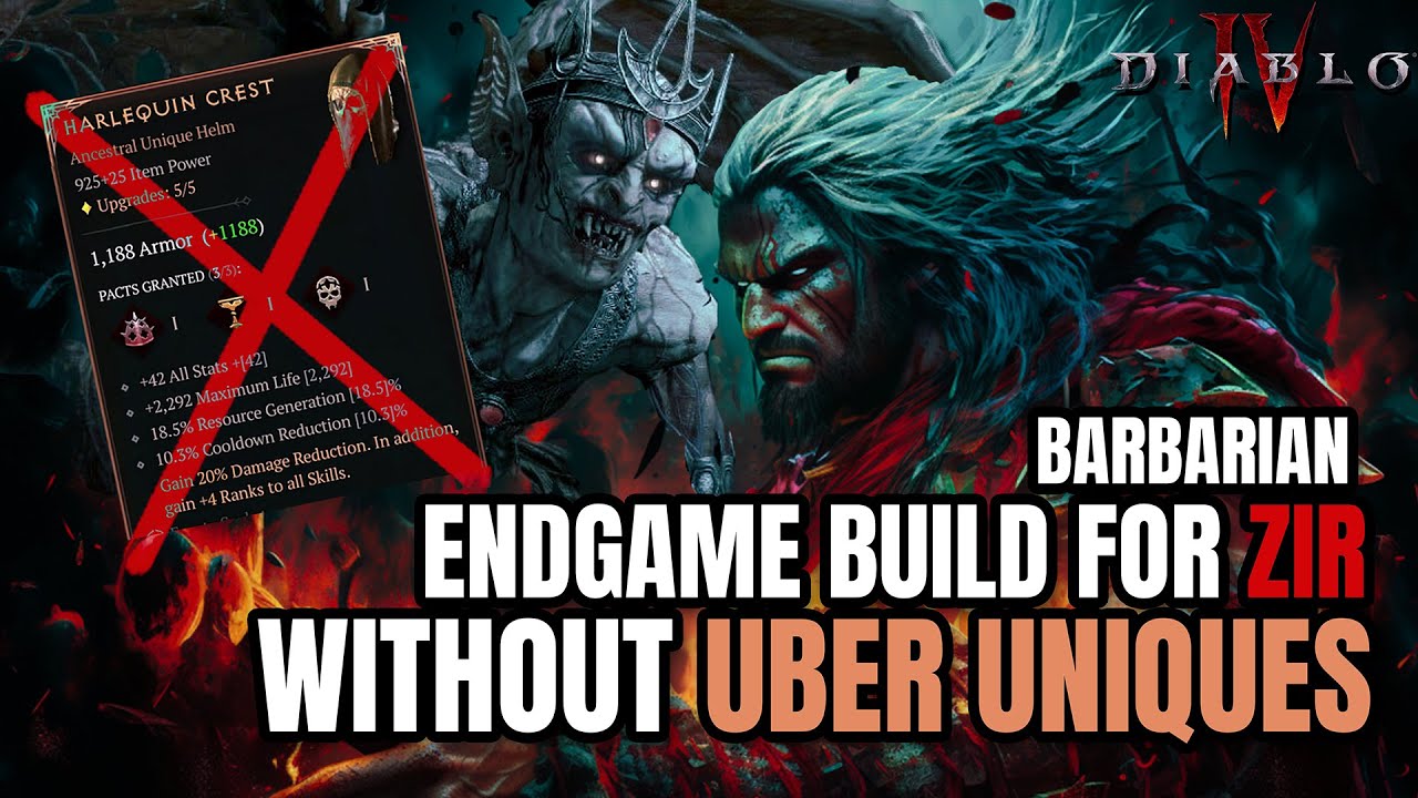 NO UBER UNIQUE Endgame Barb Build for Zir! Diablo 4 Season 2 - YouTube
