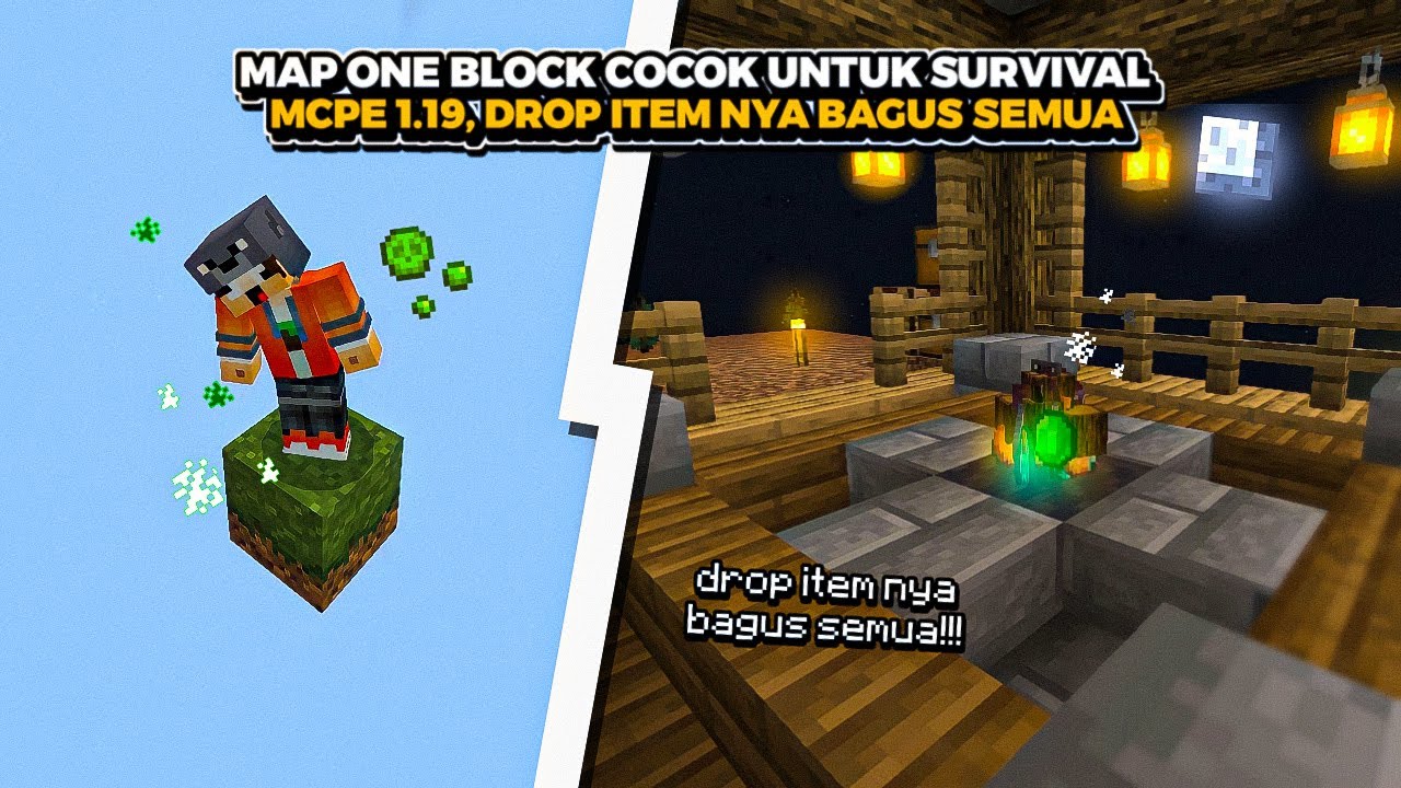 MAP ONE BLOCK INI COCOK UNTUK SURVIVAL MCPE 1.19 - YouTube
