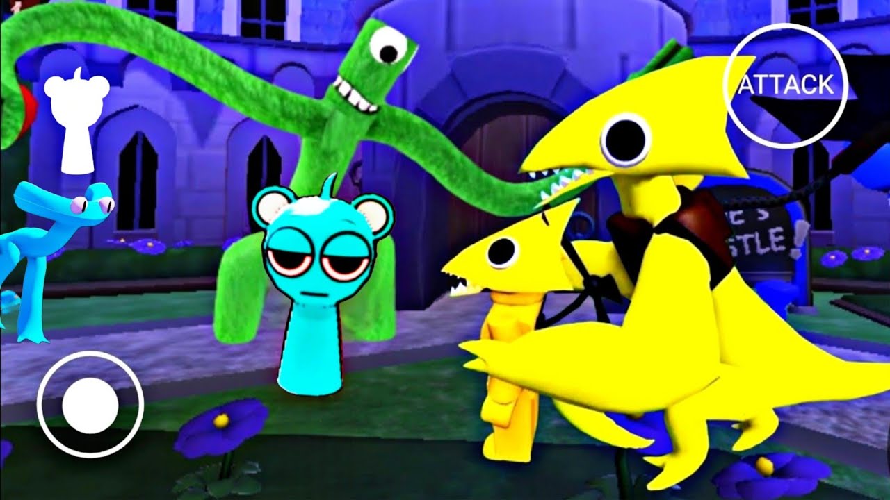 Cyan Sprunki Playing As Rainbow Friends 2 All Monster Jumpscares In ...