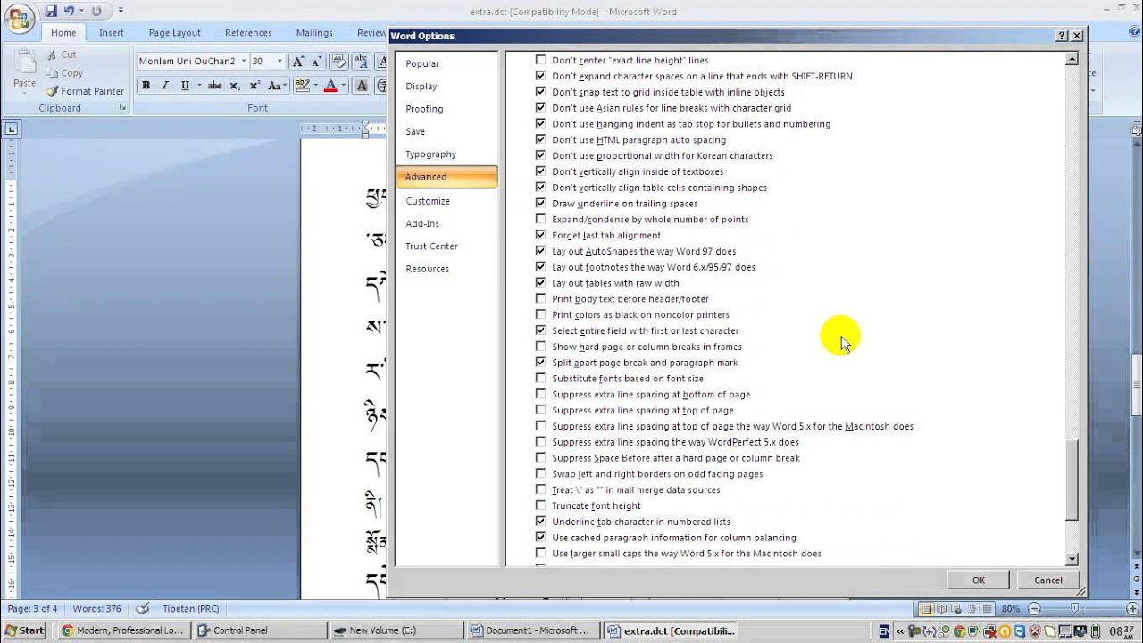 Solving the Monlam Bodyig Unicode Font line breaking problem in MS-Word ...