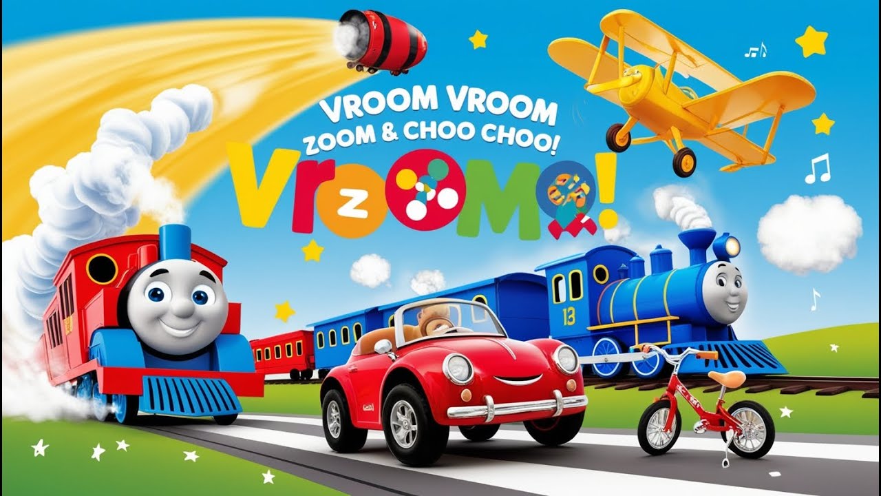 Vroom Vroom Zoom & Choo Choo Choo | Fun Kids Song with Lyrics 🚗🚂 ️ ...