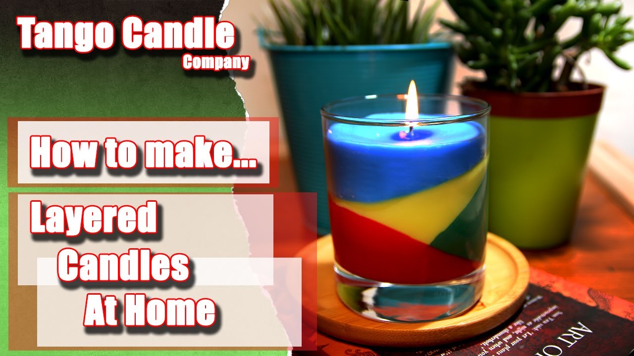 How to make DIY tilted layered soy scented candle - YouTube