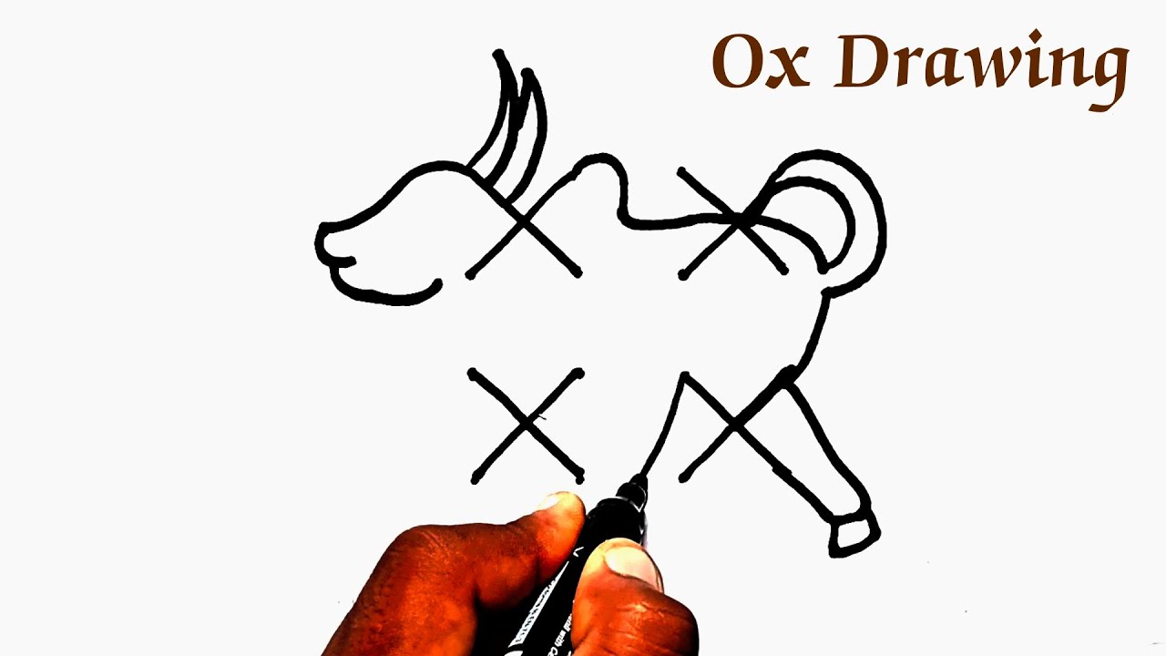 How to draw a OX from 4×4 dots easy // Easy Bull drawing // OX Rangoli ...