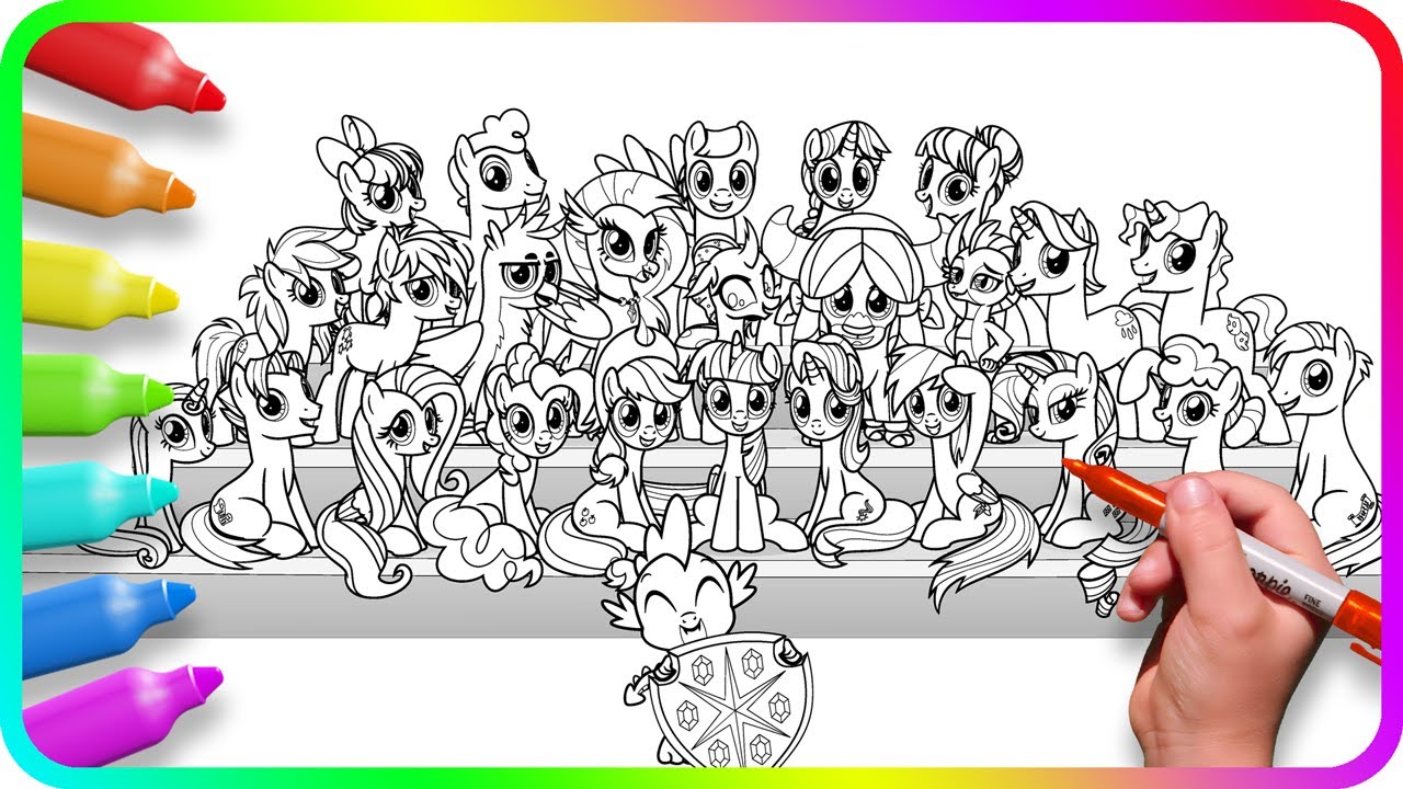 BIGGEST Coloring Pages MY LITTLE PONY. How to draw My Little Pony. Easy ...