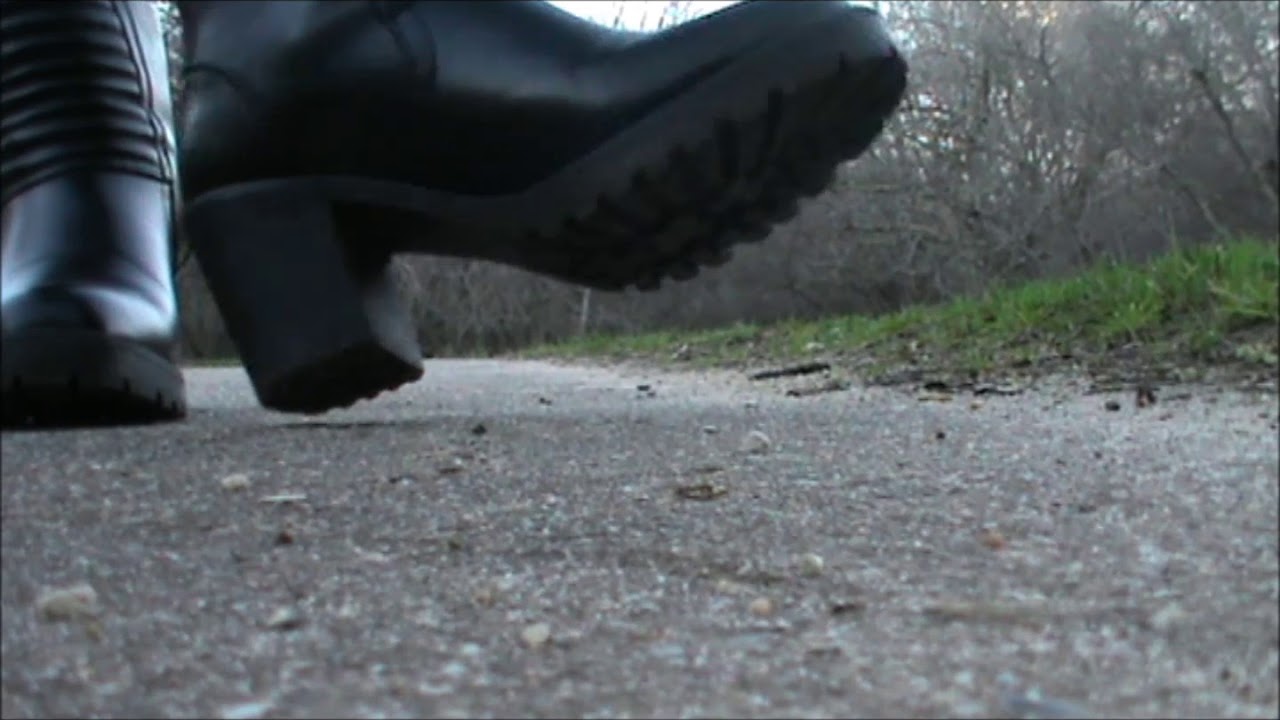 Tapping on hard floor with my black ankle boots - YouTube
