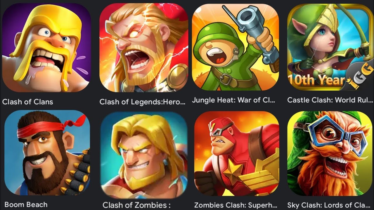 Clash of Clans,Castle Clash,Boom Beach,Sky Clash,Clash of Legends ...