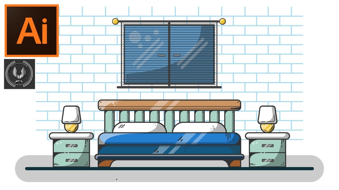 Adobe illustrator CC tutorial - How to Make a Flat Bed-Room Background ...