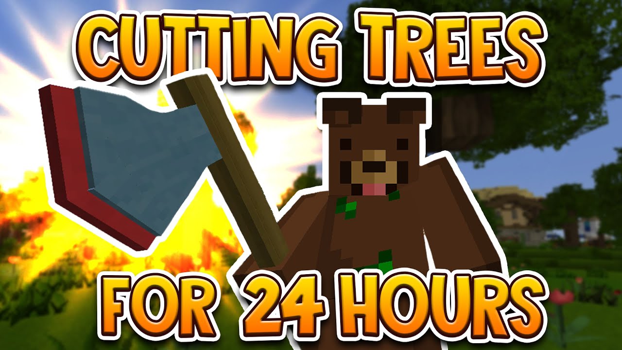I spent 24 HOURS chopping trees! | Minecraft MMORPG - YouTube