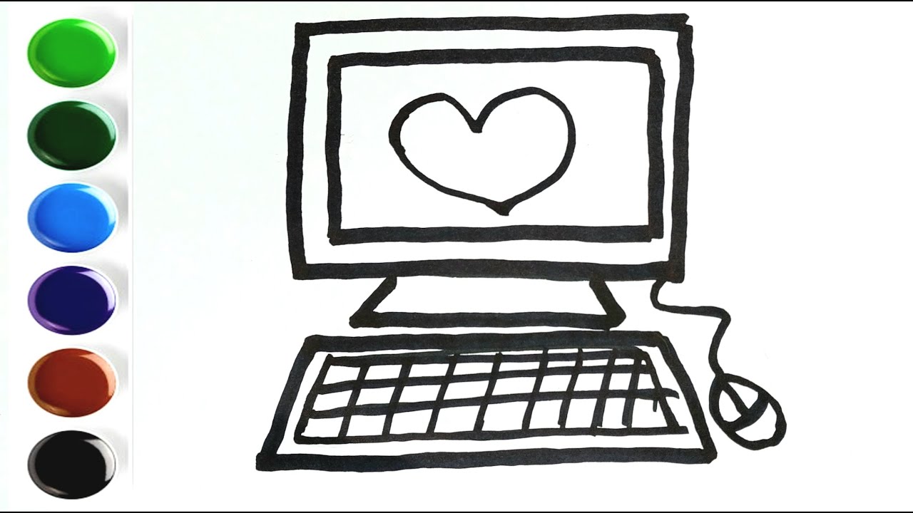 Drawing and Coloring a Cute Computer 💻🖱️🌈 Drawings for Kids. - YouTube