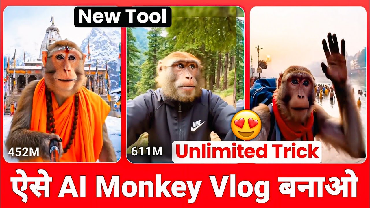 Viral Monkey Vlog Video Kaise Banaye 100% Free🤩🔥? Animal AI Video Kaise Banaye | Bandar AI Reel ...