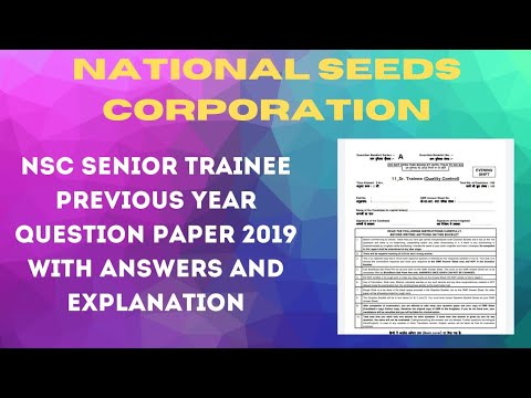 NSC- Previous year Question paper 2019 of National Seed Corporation ...