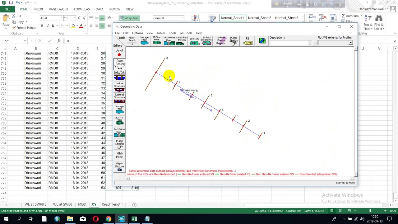 HEC-RAS class_5 : unsteady flow simulation in a natural river - YouTube