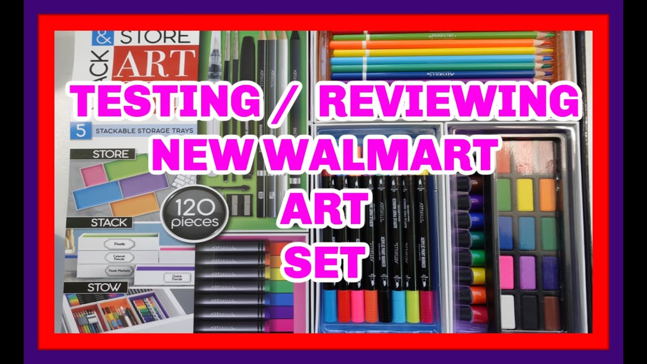 SWATCHING,REVIEWING NEW WALMART ART SET - YouTube