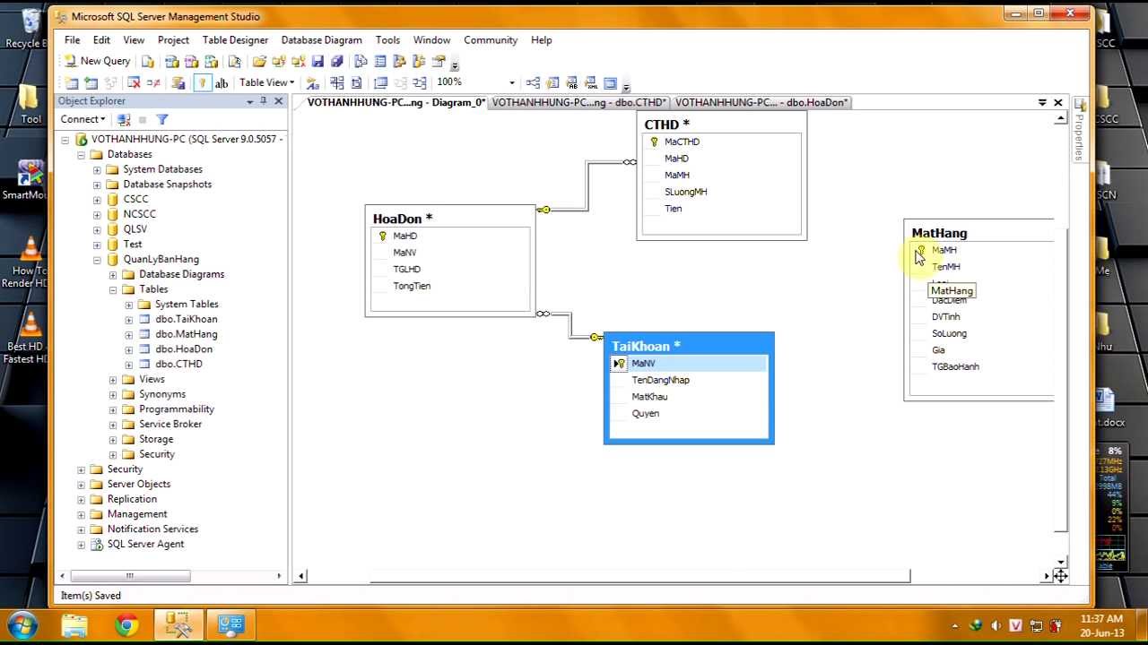 Thiết Kế Cơ Sở Dữ Liệu Đơn Giản Bằng SQL 2005 - YouTube