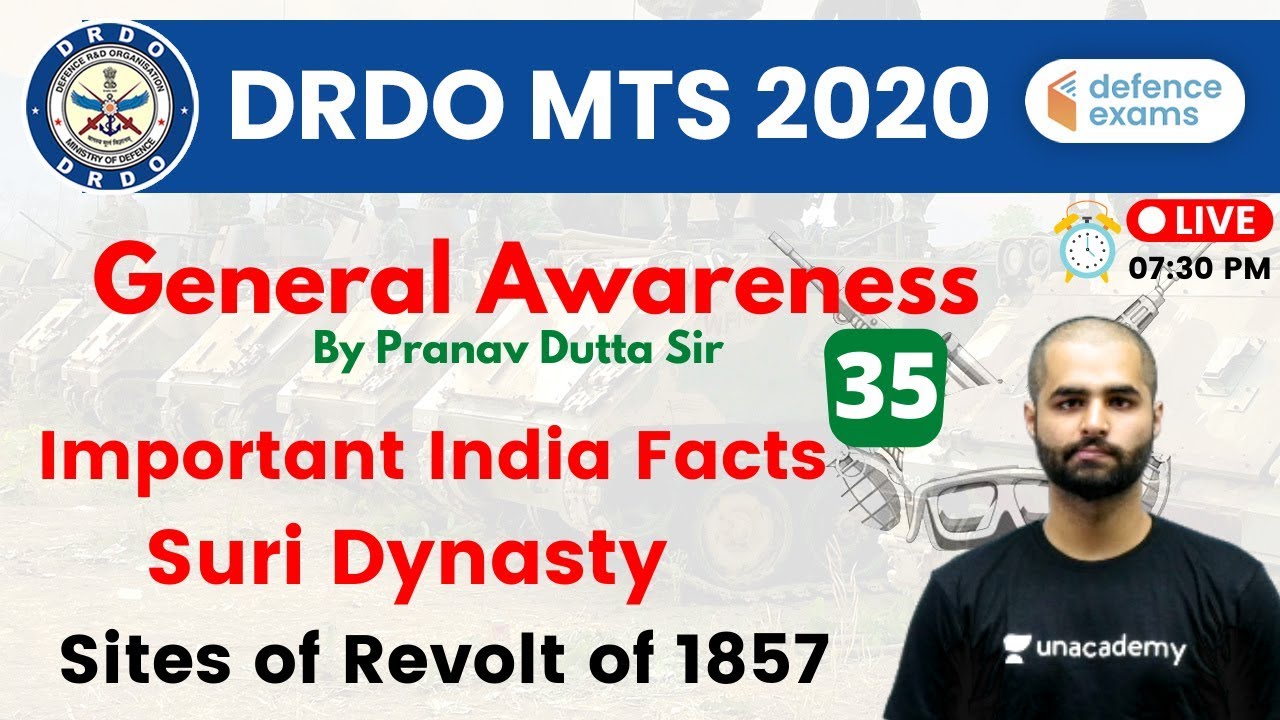 7:30 PM - DRDO MTS 2020 | GK by Pranav Sir | Suri Dynasty and Revolt of ...