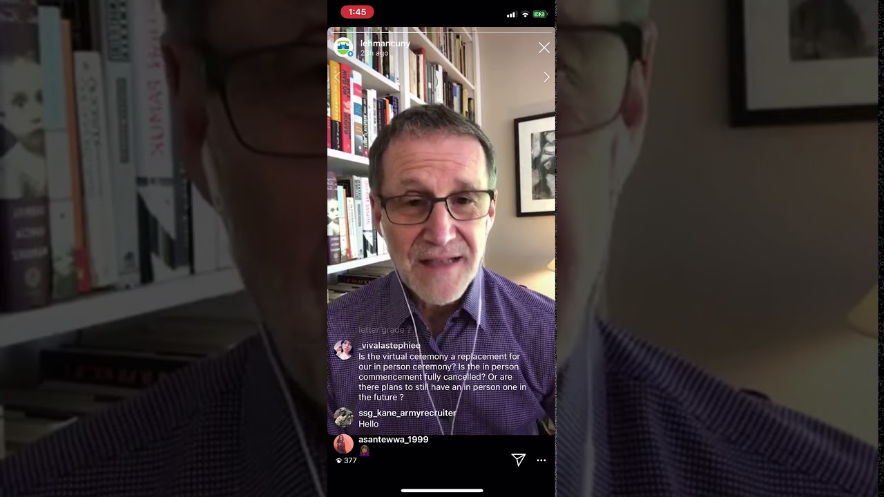 Instagram Live with Lehman College President Daniel Lemons May 11 - YouTube