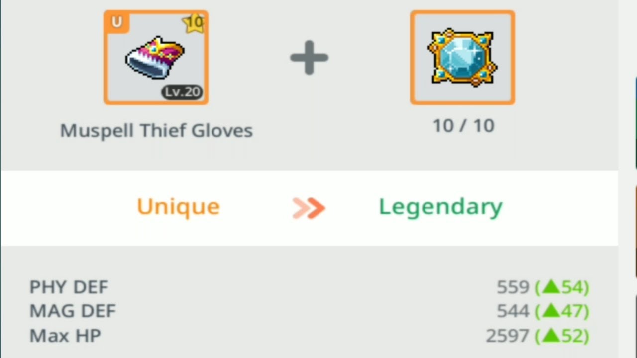 MapleStory M Unique To Legendary Glove Rank Up - YouTube