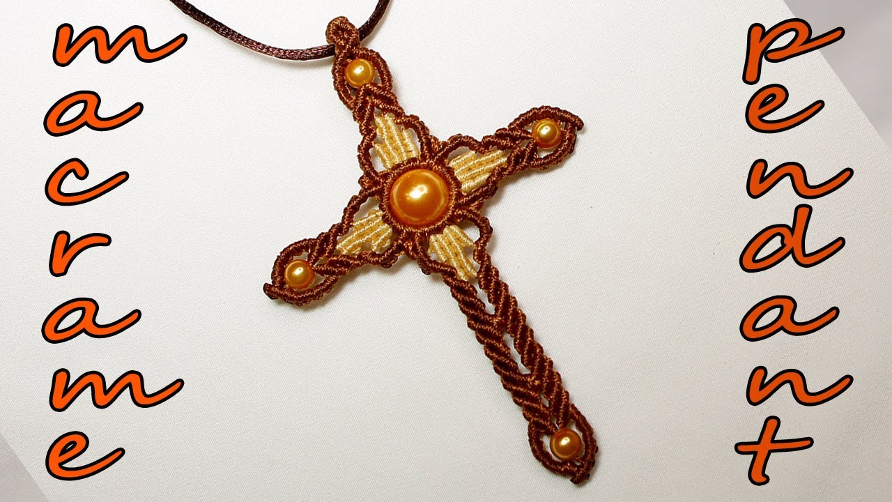 МАКРАМЕ КУЛОН КРЕСТИК. MACRAME CROSS PENDANT. - YouTube