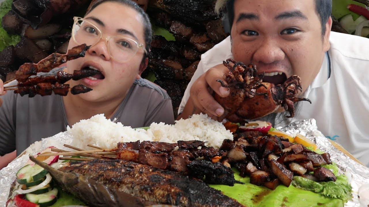 INIHAW BILAO | PUSIT, BBQ, LIEMPO, BANGUS | MUKBANG PHILIPPINES - YouTube