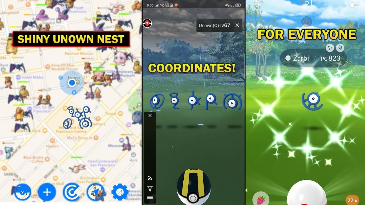 Pokemon Go Shiny Unown Nest Coordinates Tracker | Get Unlimited Shiny ...