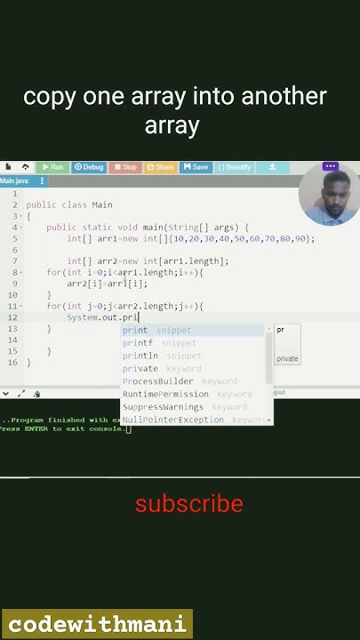 Copy Array Elements In Another Array Program Using Java Java Coder Shortsvideo Shortsvideo