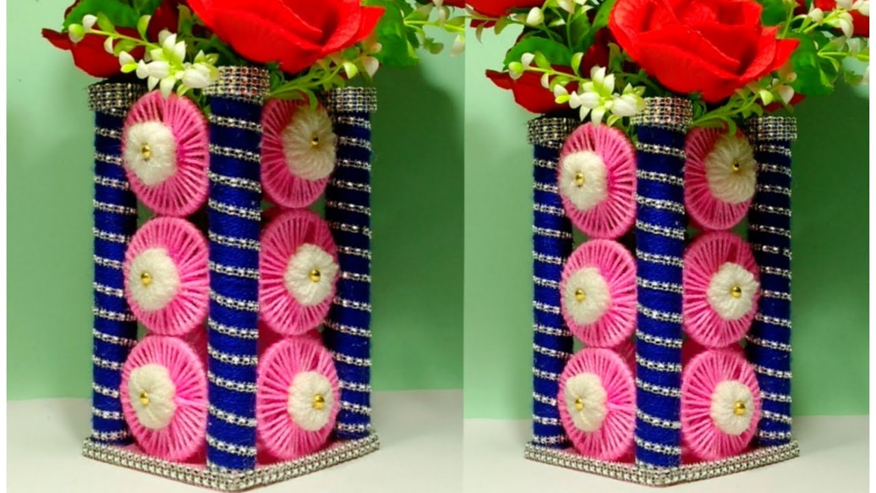 DIY EASY BANGELS FLOWER VASE CRAFT IDEA/WOOLEN FLOWER VASE/BEST OUT OF ...