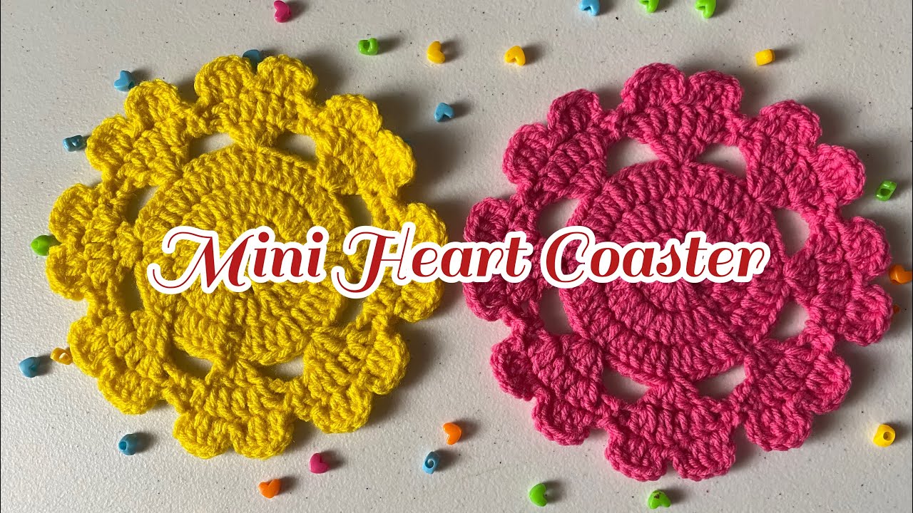 Crochet Mini Heart Coaster Tutorial - YouTube
