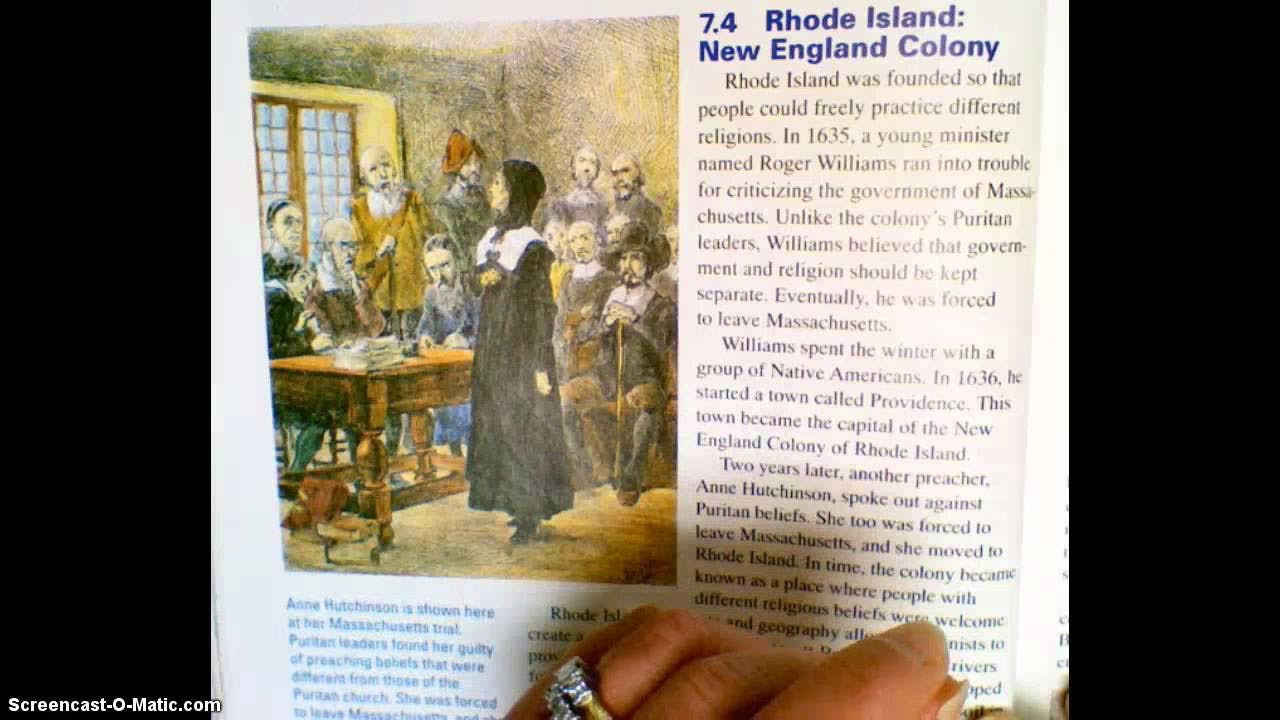 History Alive, chapter 7: Rhode Island, New England Colony - YouTube