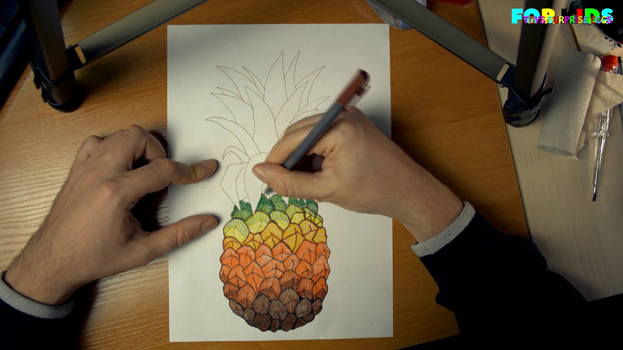 Learn How To Draw Pineapple | Art Projects | Art Ideas | Drawings For ...