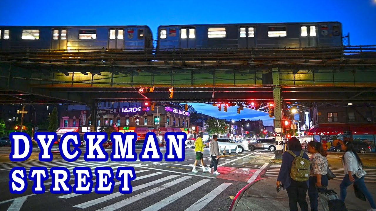 Dyckman Street friday night walking in dusk - YouTube