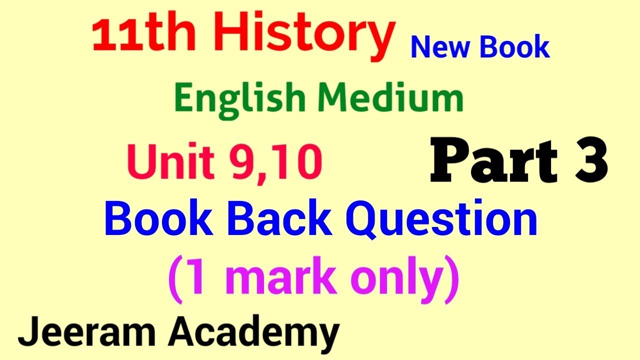 11th History New Book Term 1 English Medium Unit 9, 10 Book Back ...