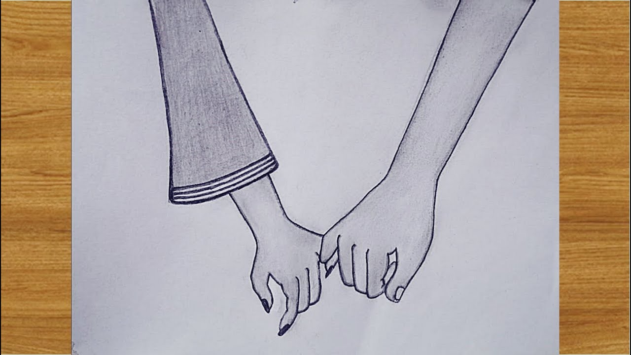 Easy Holding Hands Drawing