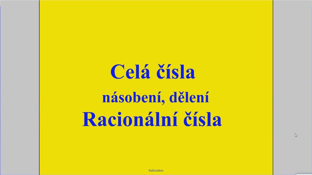 Celá čísla a Racionální čísla (násobení a dělení) - YouTube