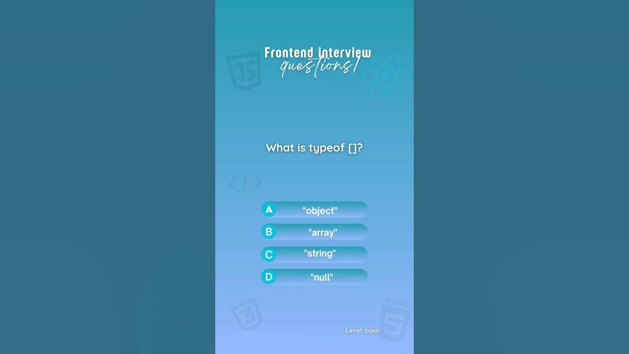 Frontend Interview Questions Quiz 22 Javascript React Interview Developer Coding