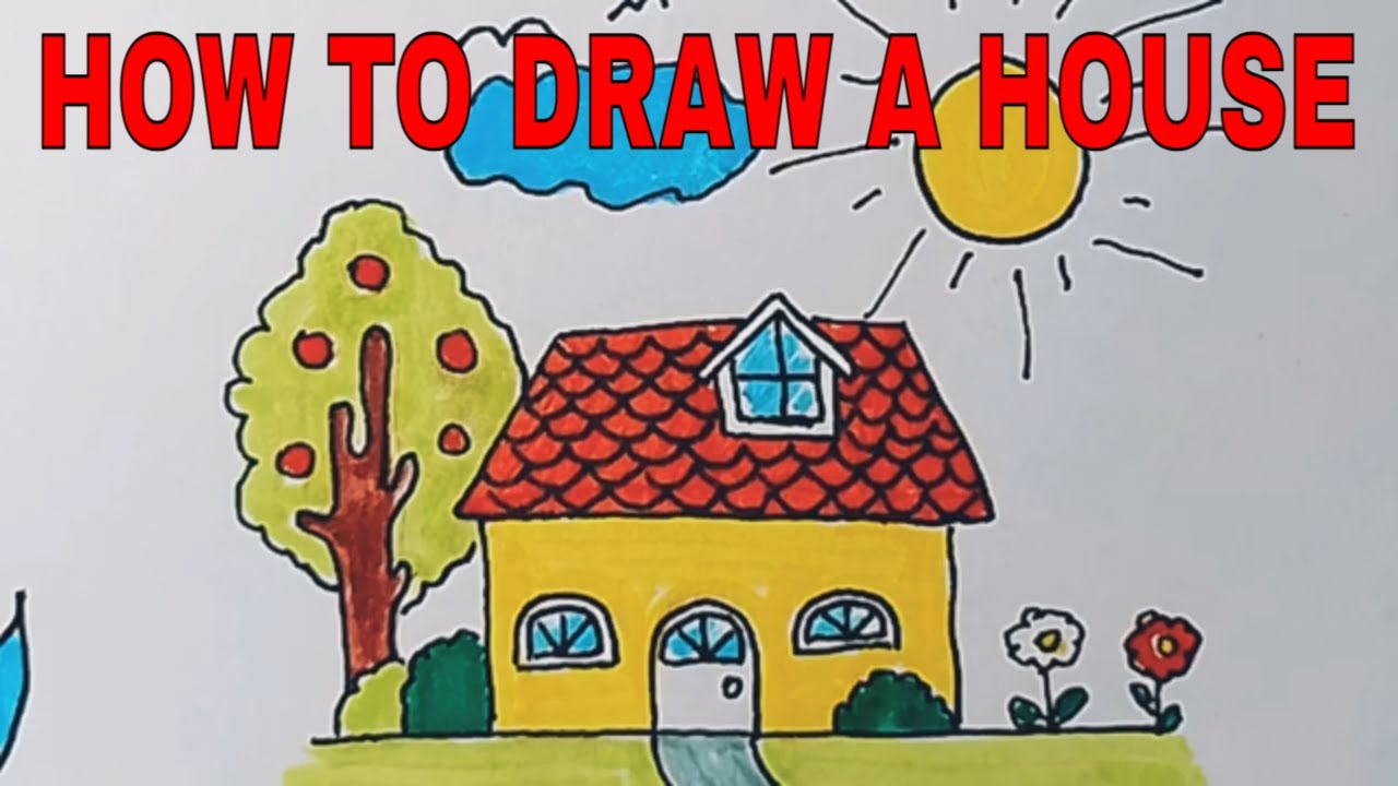 how to draw a house for kids step by step - YouTube
