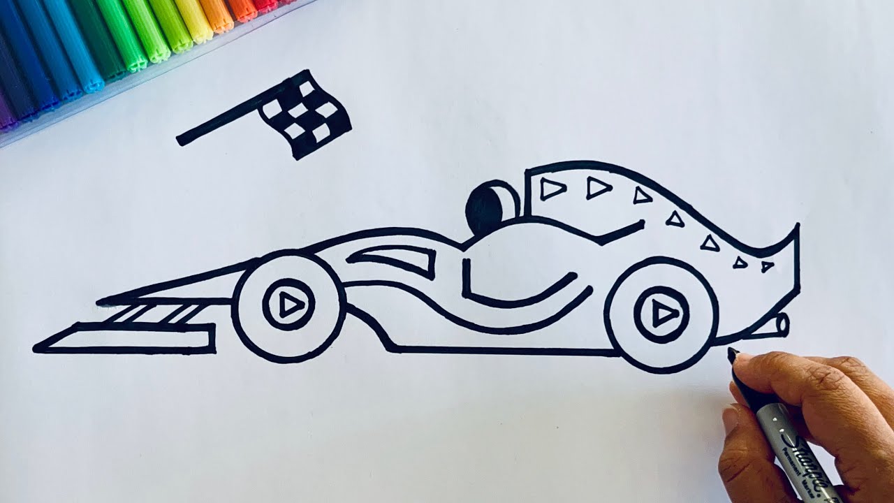 How to draw a racing car 🏎️ for kids and toddlers-easy drawing 2025 ...