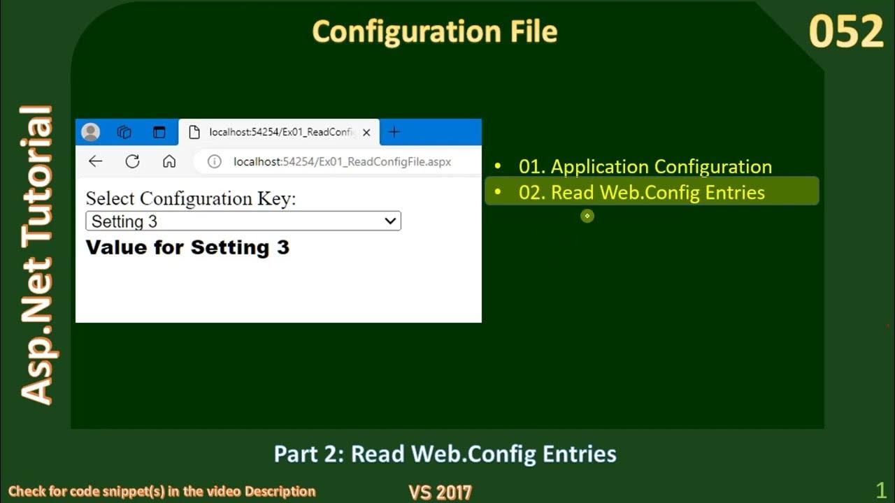 Web Config Part 2 Read Config Entries Via Configurationmanager