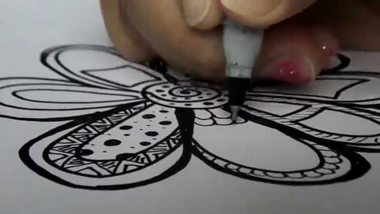 Simple Zentangle Flower - YouTube