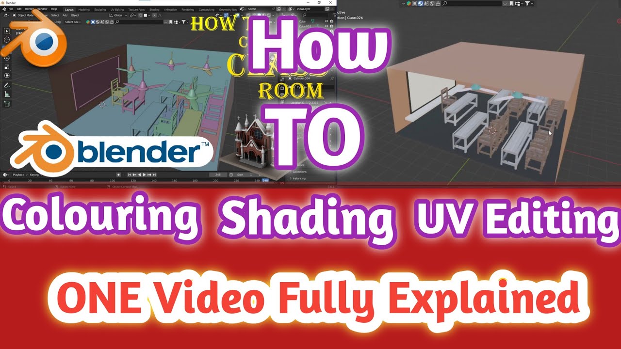 Colour,Shading,UV Editing Class Room Colouring | Blender Hindi Animation Tutorial Hindi(blender ...
