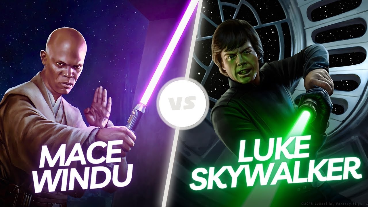 Star Wars Movie Duels Mace Windu vs Luke Skywalker - YouTube