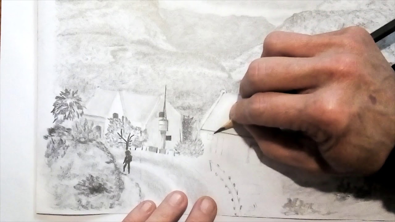 Part 4 of landscape drawing: Landscape finishing touches and foreground ...