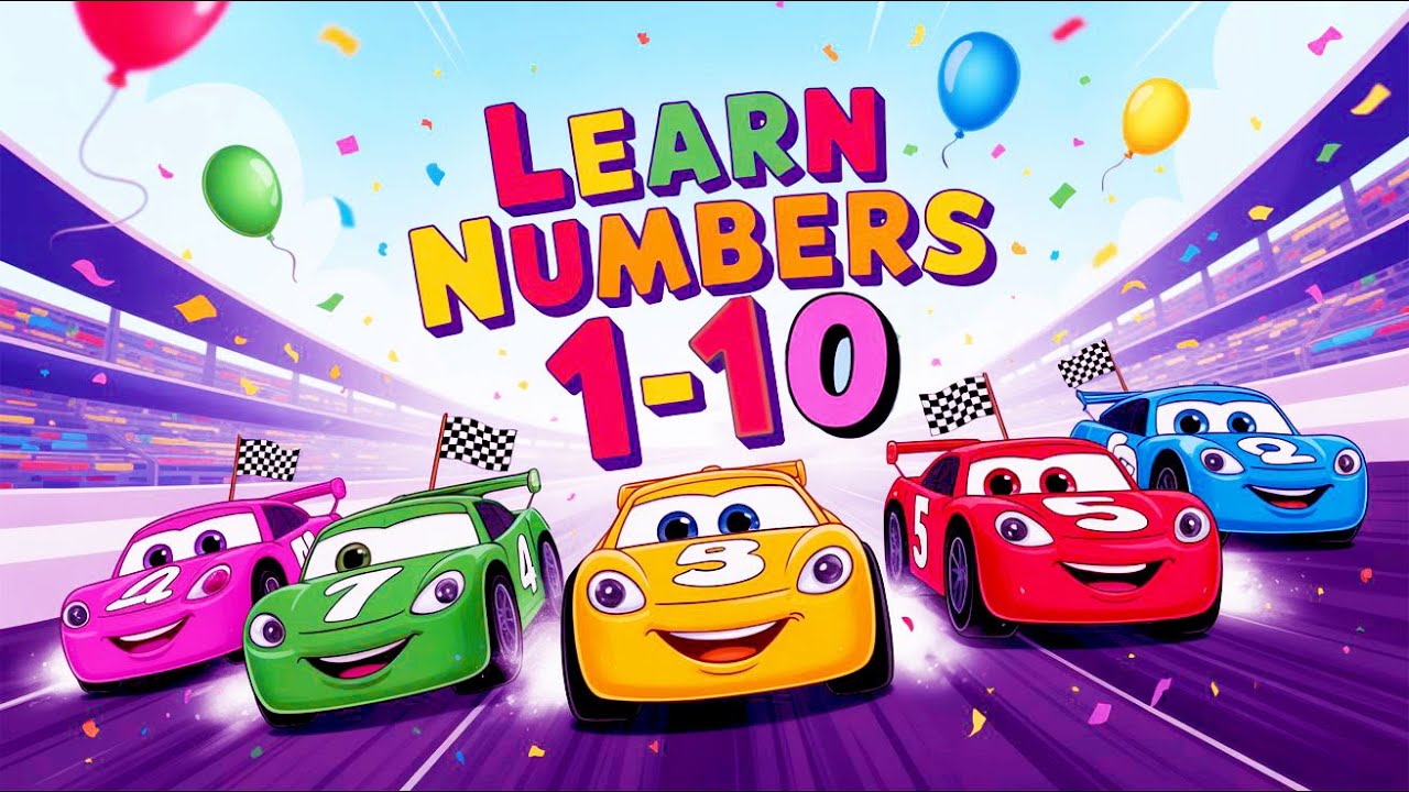 Learn Numbers 1 to 10 with Racing Cars | Fun Kids Cartoon Song ...