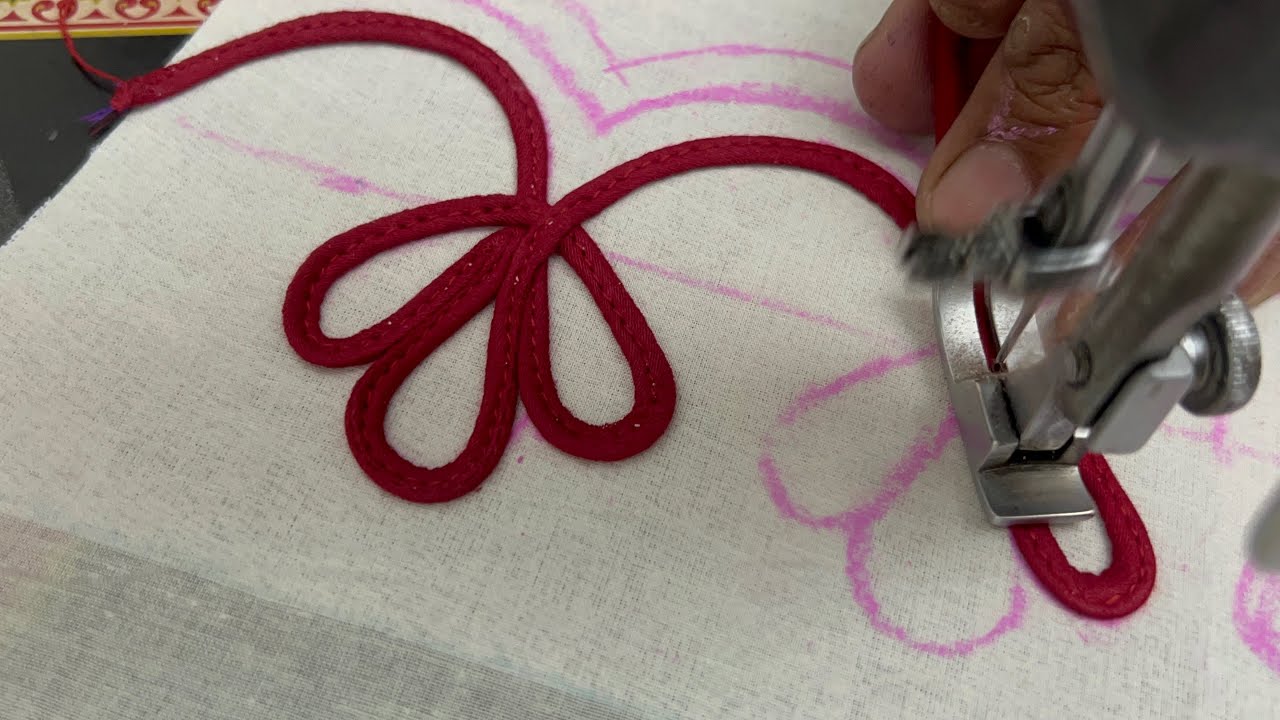 Sewing Machine Embroidery Dori Sleeves Design For Kurti Cutting and ...