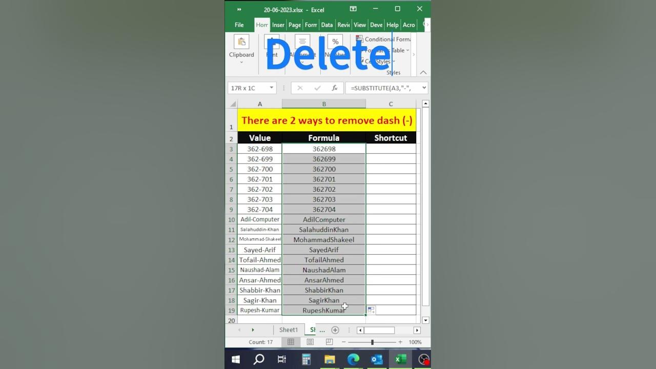 Excel Tutorial How To Remove Dash In Excel excel exceltips exceltutorial shorts trending excel-tutorial-how-to-remove-dash-in-excel-excel-exceltips-exceltutorial-shorts-trending