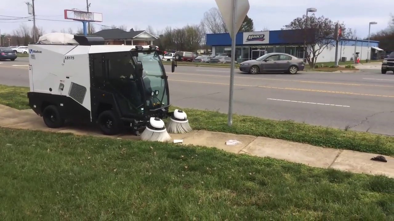 Madvac LS175 sidewalk / bike lane sweeper - YouTube