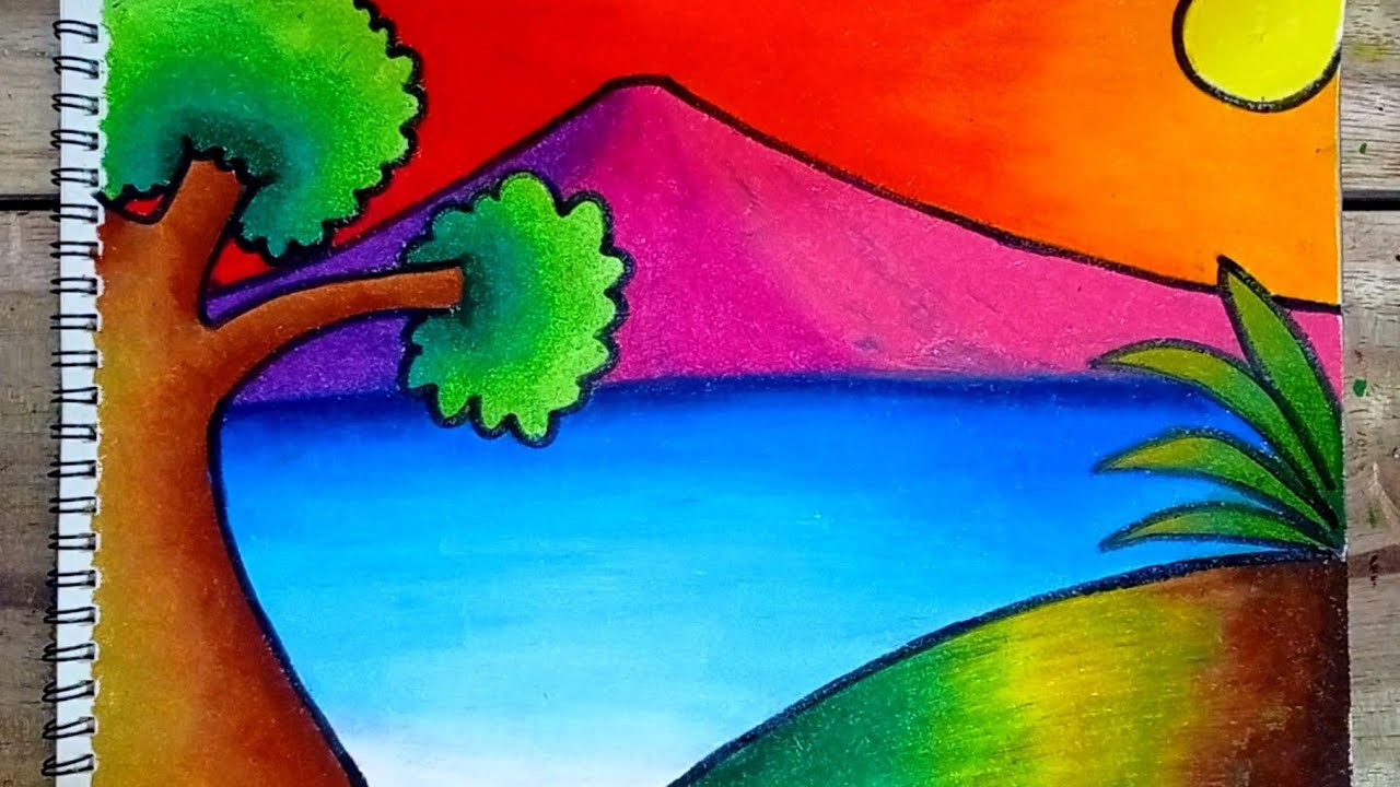 Drawing a Lake In a Beautiful Mountainous Region || draw beautiful ...