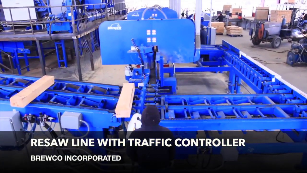 BREWCO RESAW LINE WITH TRAFFIC CONTROLLER - YouTube